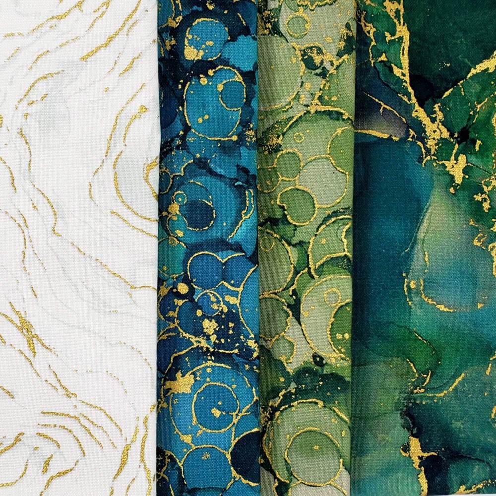 Midas Touch Fat Quarter Bundle w/Panel - Teal/Green